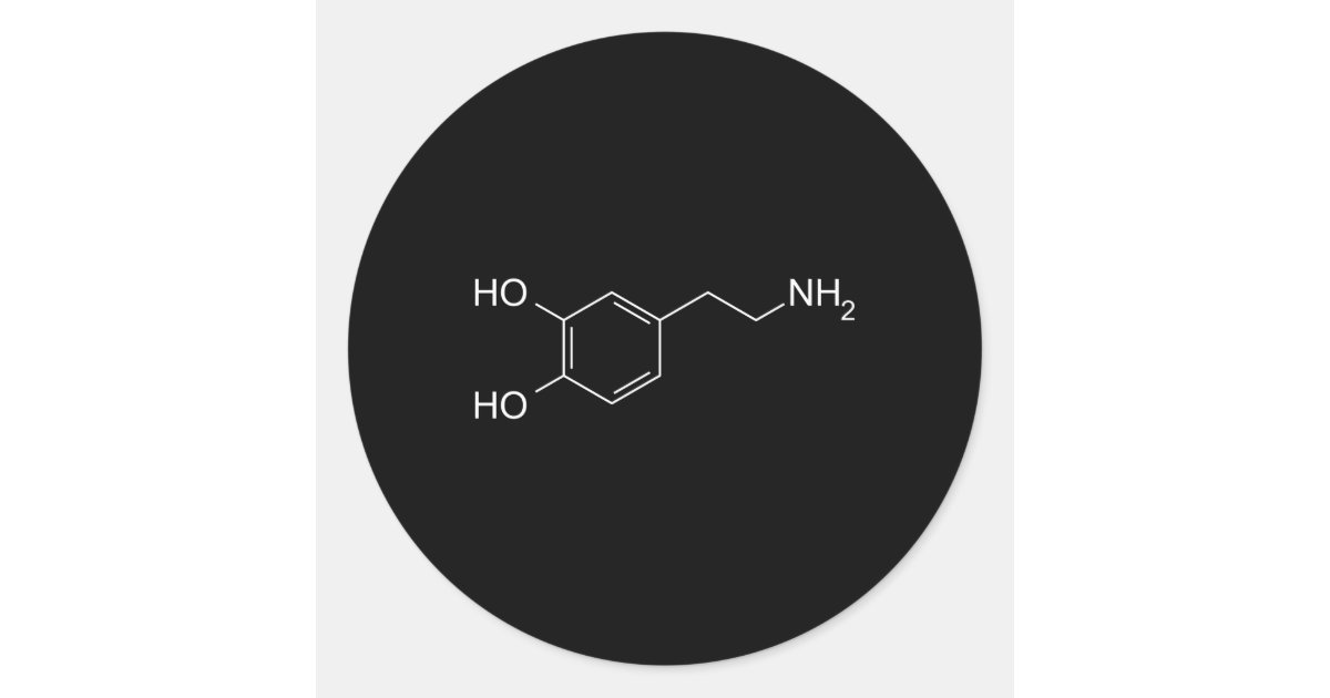 Dopamine Molecule Chemical Symbol Classic Round Sticker | Zazzle