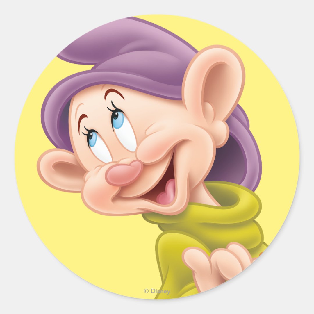 Dopey 3 classic round sticker | Zazzle