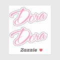 Dora Name in Pink x2 Sticker | Zazzle