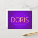 Doris name in glowing neon lights postcard | Zazzle