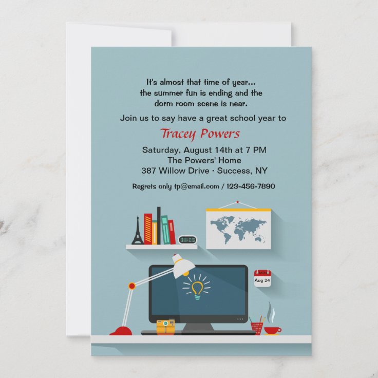 Dorm Room Desk Invitation | Zazzle