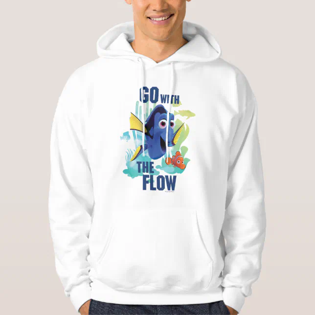 Dory & Nemo | Go with the Flow Watercolor Graphic Hoodie | Zazzle