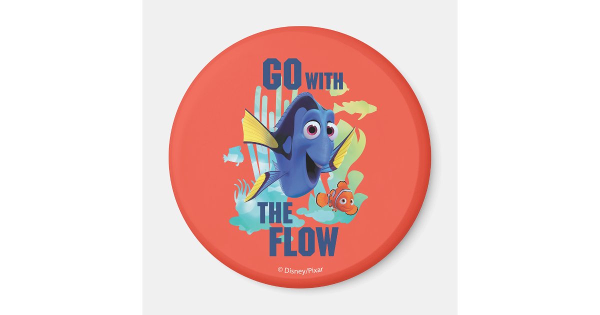 Dory & Nemo | Go with the Flow Watercolor Graphic Magnet | Zazzle