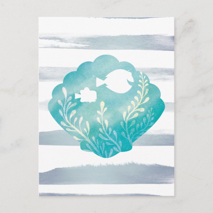 Dory & Nemo | Watercolor Shell Graphic Postcard | Zazzle.com