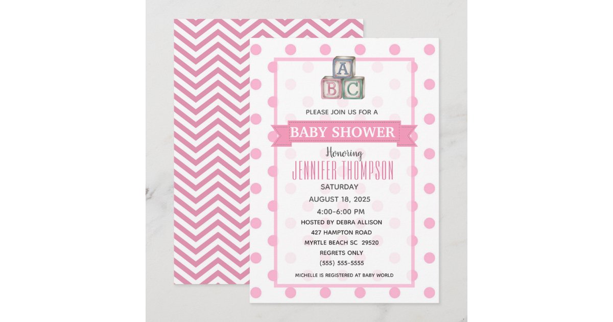 Dots and Chevron Baby Shower Invitation | Zazzle