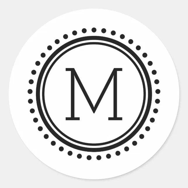 Dotted Circle Family Monogram Stickers | Zazzle