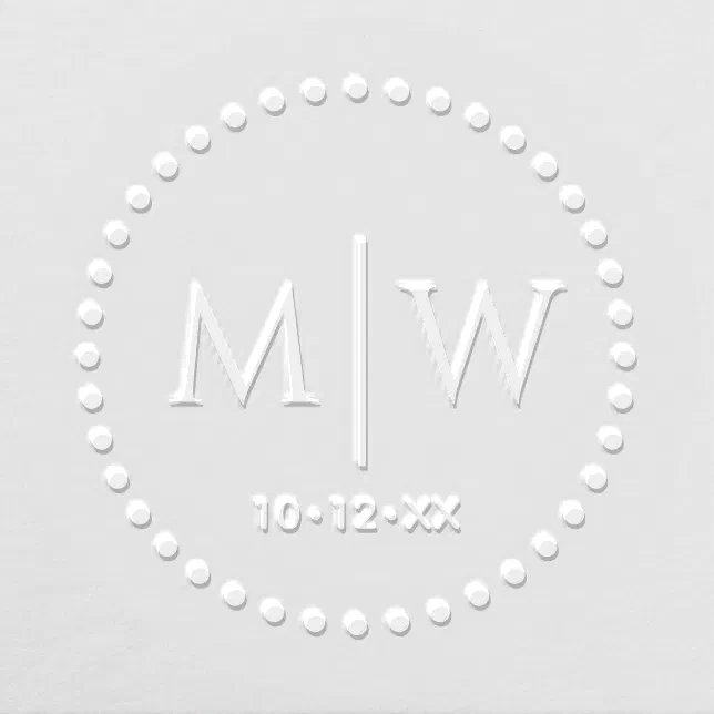 Dotted Dots Round Frame Two Initial Wedding Monogr Embosser | Zazzle