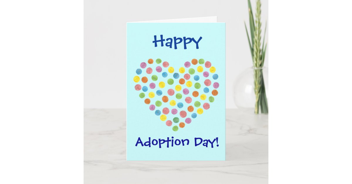 dotted heart Happy Adoption Day Card | Zazzle