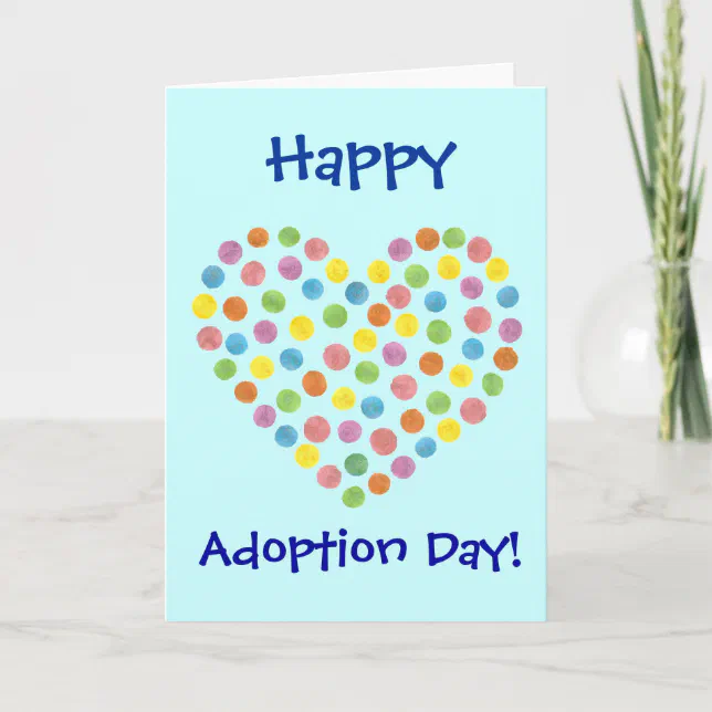 dotted heart Happy Adoption Day Card | Zazzle