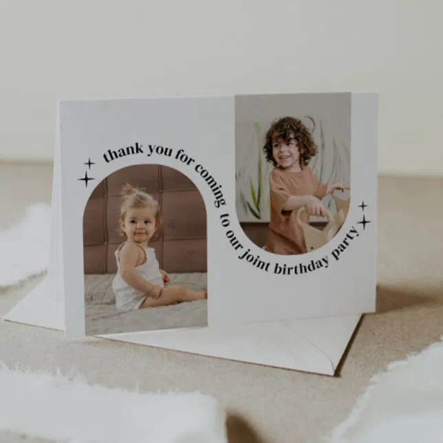 Double Arch Photo Joint Birthday Invitation | Zazzle