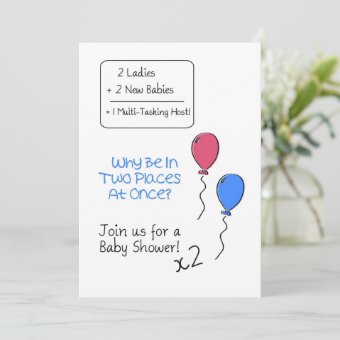Double Baby Shower Invitation, Balloons Invitation | Zazzle