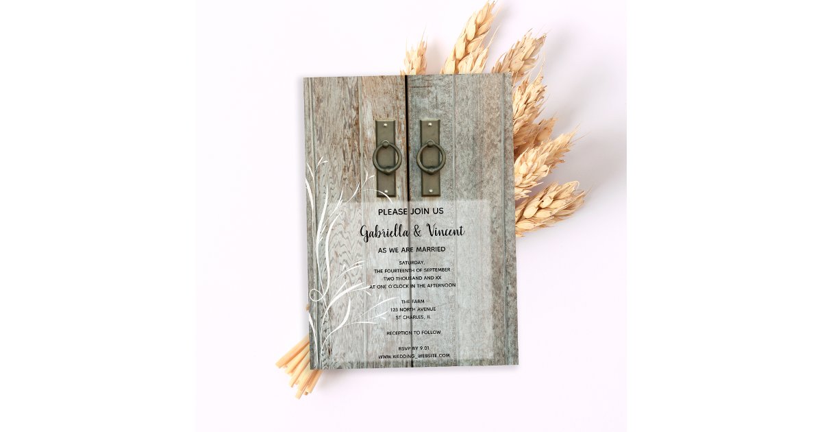 Double Barn Doors Country Farm Wedding Invitation | Zazzle