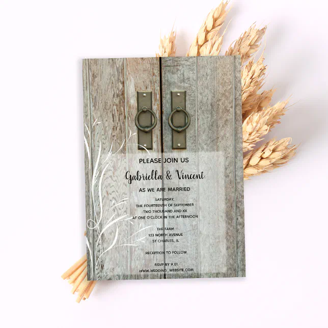 Double Barn Doors Country Farm Wedding Invitation | Zazzle