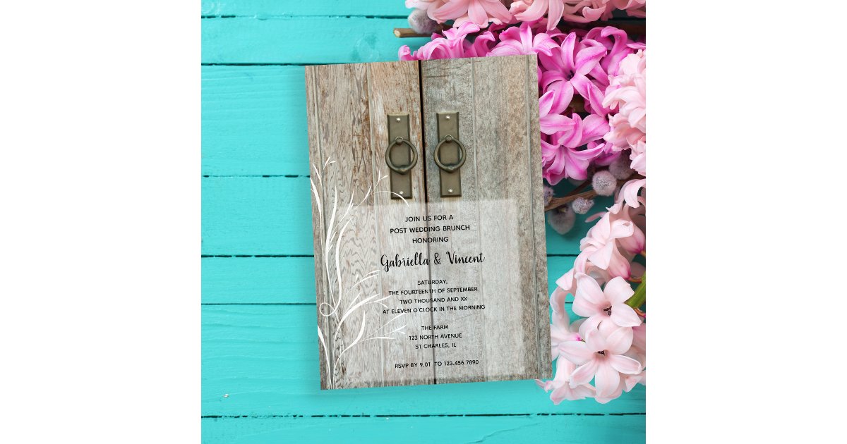 Double Barn Doors Country Post Wedding Brunch Invitation | Zazzle