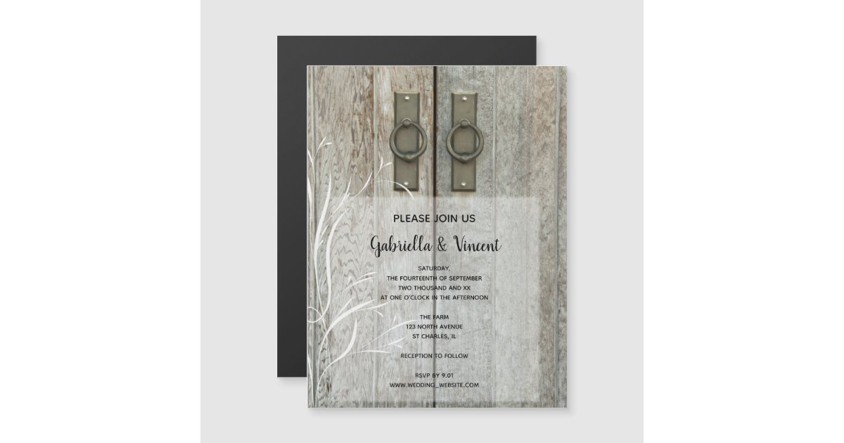 Double Barn Doors Country Wedding Magnetic Invitation | Zazzle