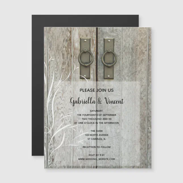 Double Barn Doors Country Wedding Magnetic Invitation | Zazzle
