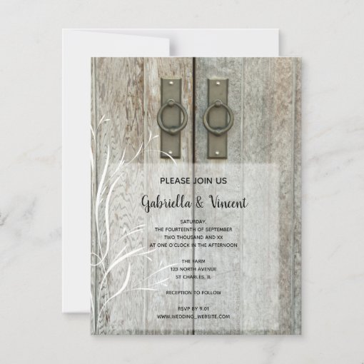 Double Barn Doors Country Wedding Magnetic Invitation | Zazzle