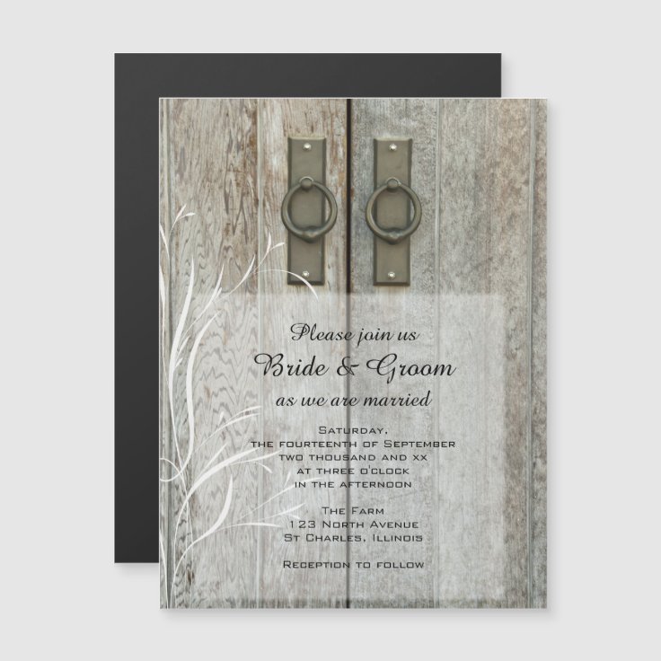 Double Barn Doors Country Wedding Magnetic Invitation | Zazzle