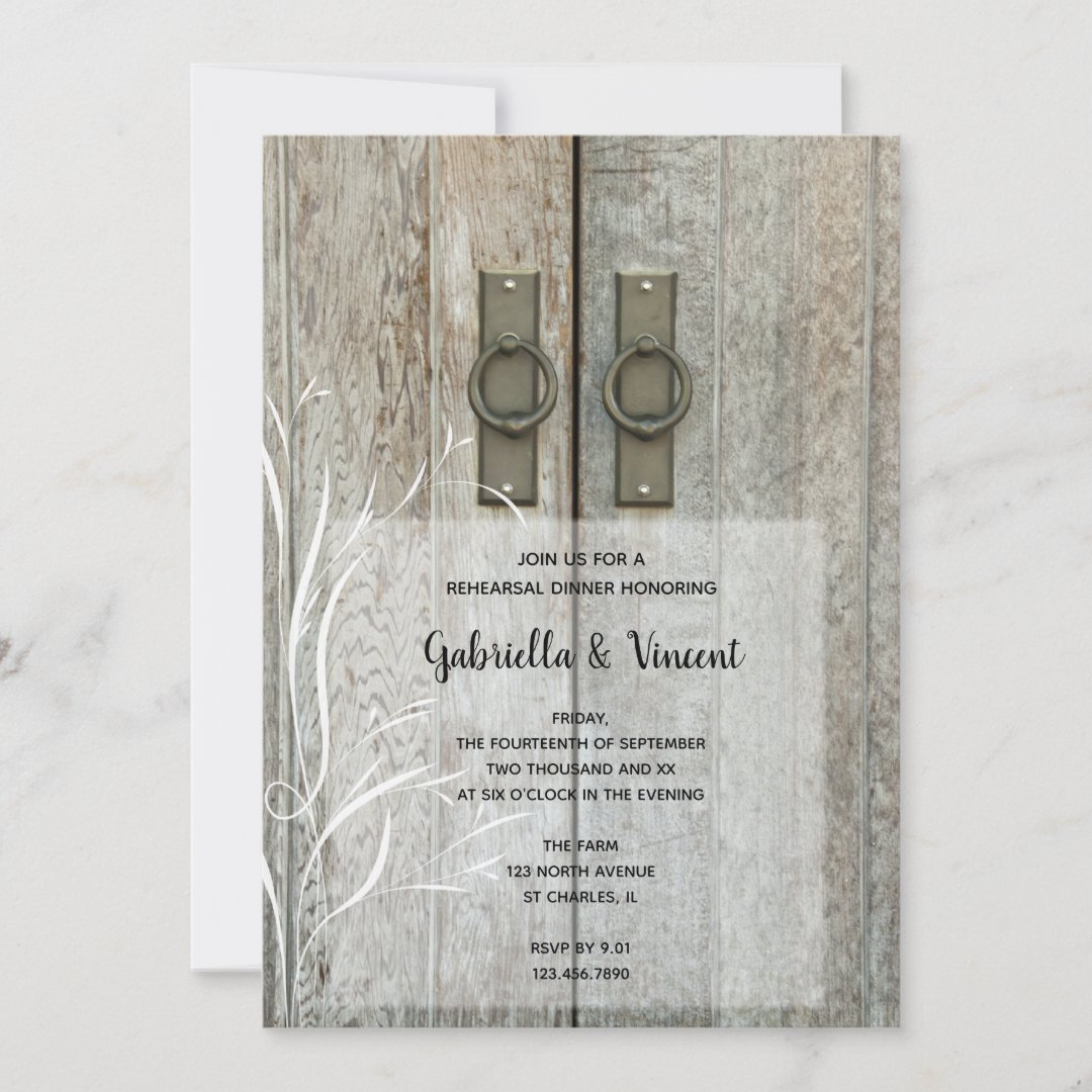Double Barn Doors Country Wedding Rehearsal Dinner Invitation | Zazzle