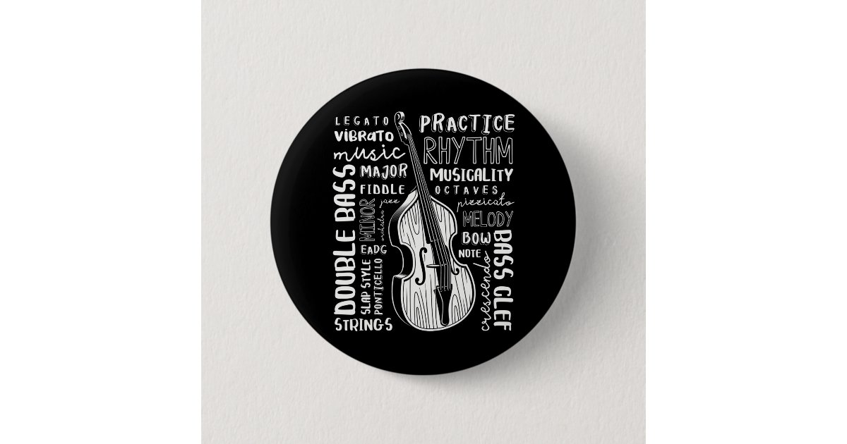 Double Bass Word Cloud Upright Bass Art Music Button | Zazzle