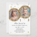 Double Birthday Gold Glitter Kids Photo Invitation | Zazzle