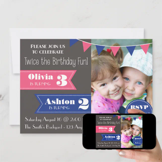 Double Birthday Party Invite (Boy/Girl) | Zazzle