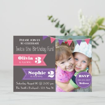 Double Birthday Party Invite (Girl/Girl) | Zazzle