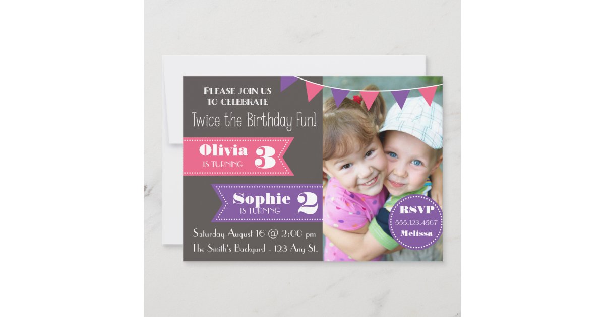 Double Birthday Party Invite (Girl/Girl) | Zazzle