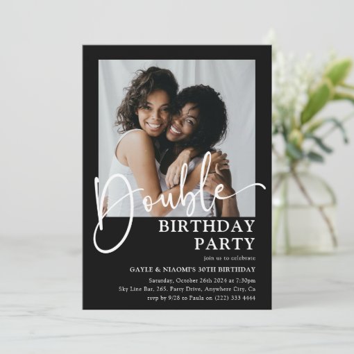 Double BIRTHDAY PARTY Minimal Joint Birthday Invitation | Zazzle