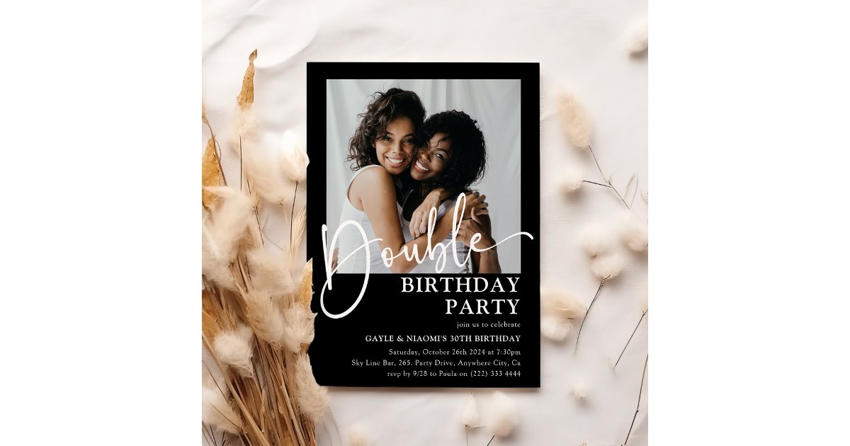 Double BIRTHDAY PARTY Minimal Joint Birthday Invitation | Zazzle