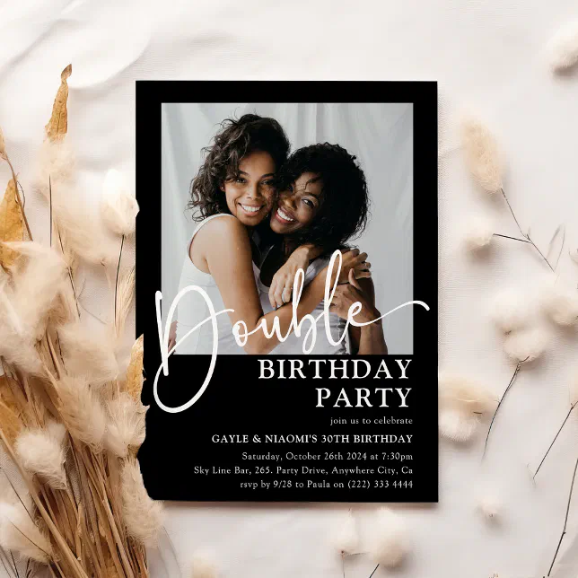 Double BIRTHDAY PARTY Minimal Joint Birthday Invitation | Zazzle