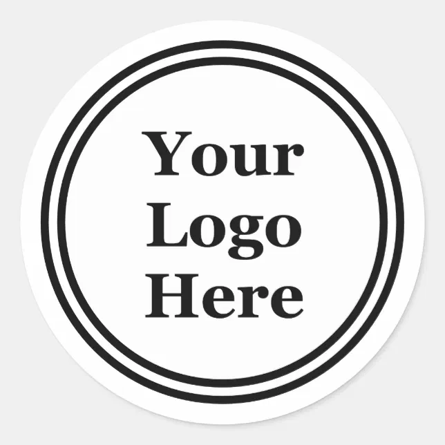 Double Black Border Your Logo Here Classic Round Sticker | Zazzle