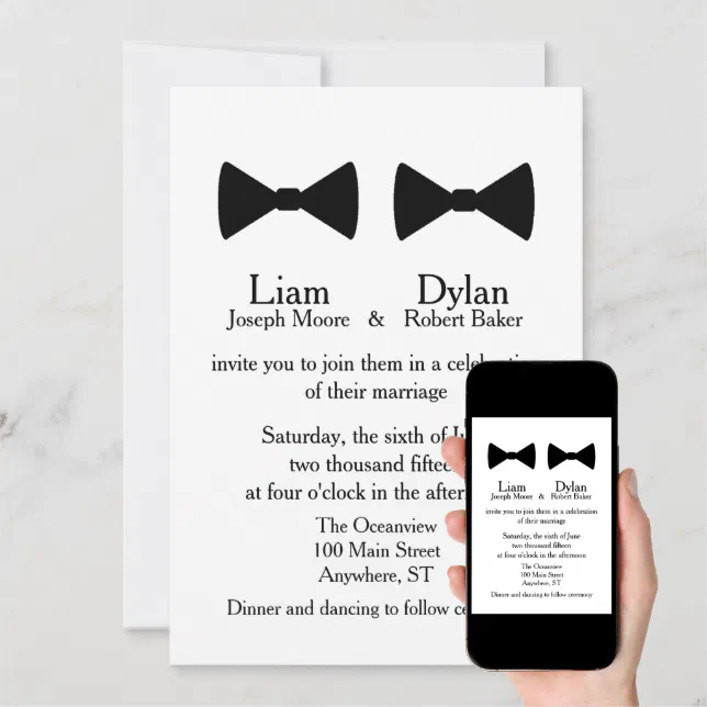 "Double Bow Ties" Invitation | Zazzle
