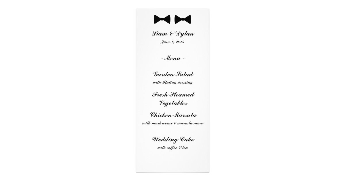 "Double Bow Ties" Wedding Menu Cards | Zazzle.com