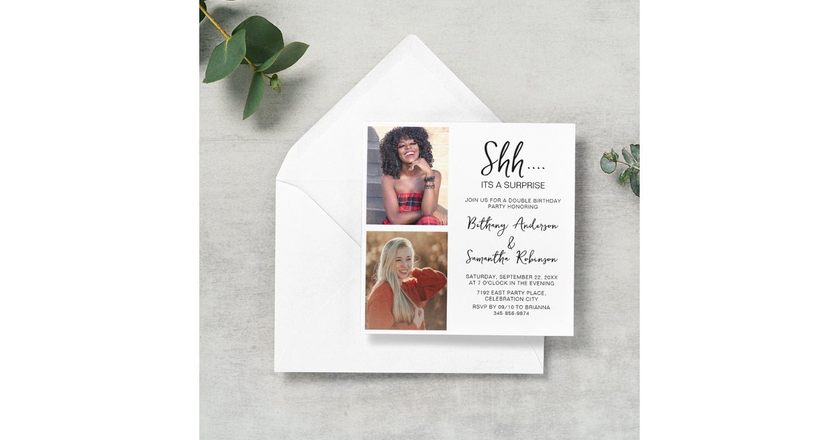 Double Celebration 2 Photo Birthday Invitation | Zazzle