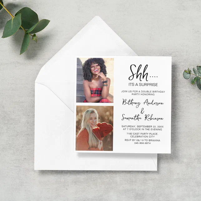 Double Celebration 2 Photo Birthday Invitation | Zazzle