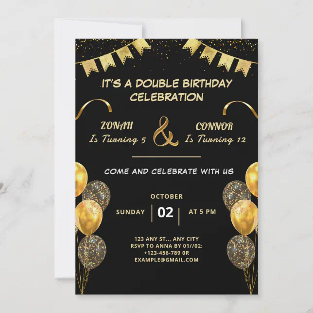 Double Celebration Birthday Invitation | Zazzle