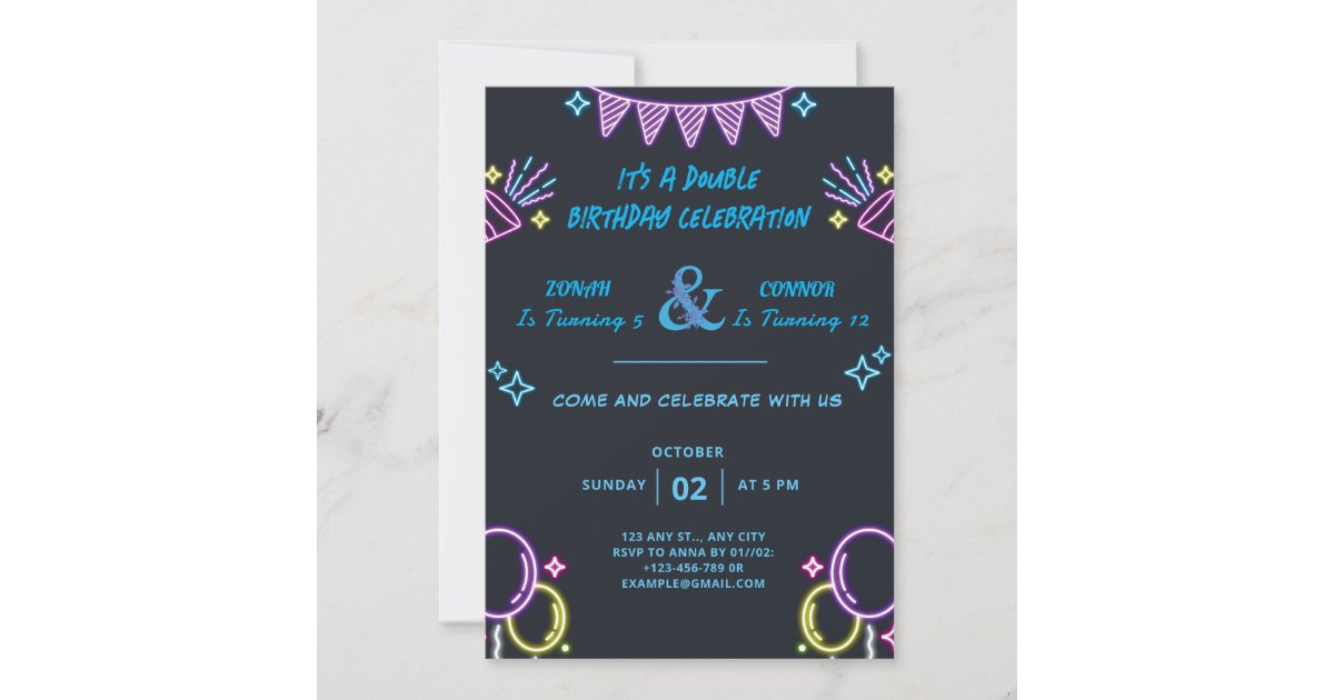 Double Celebration Birthday Invitation | Zazzle
