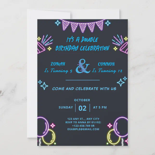 Double Celebration Birthday Invitation | Zazzle