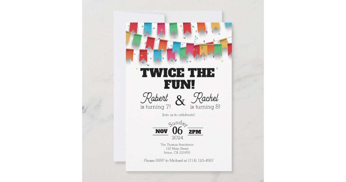Double Celebration Birthday Invitation Template | Zazzle