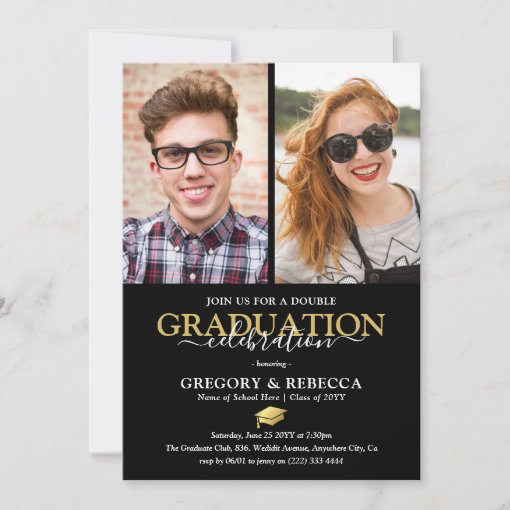 Double Celebration Graduation Party Graduate Photo Invitation | Zazzle