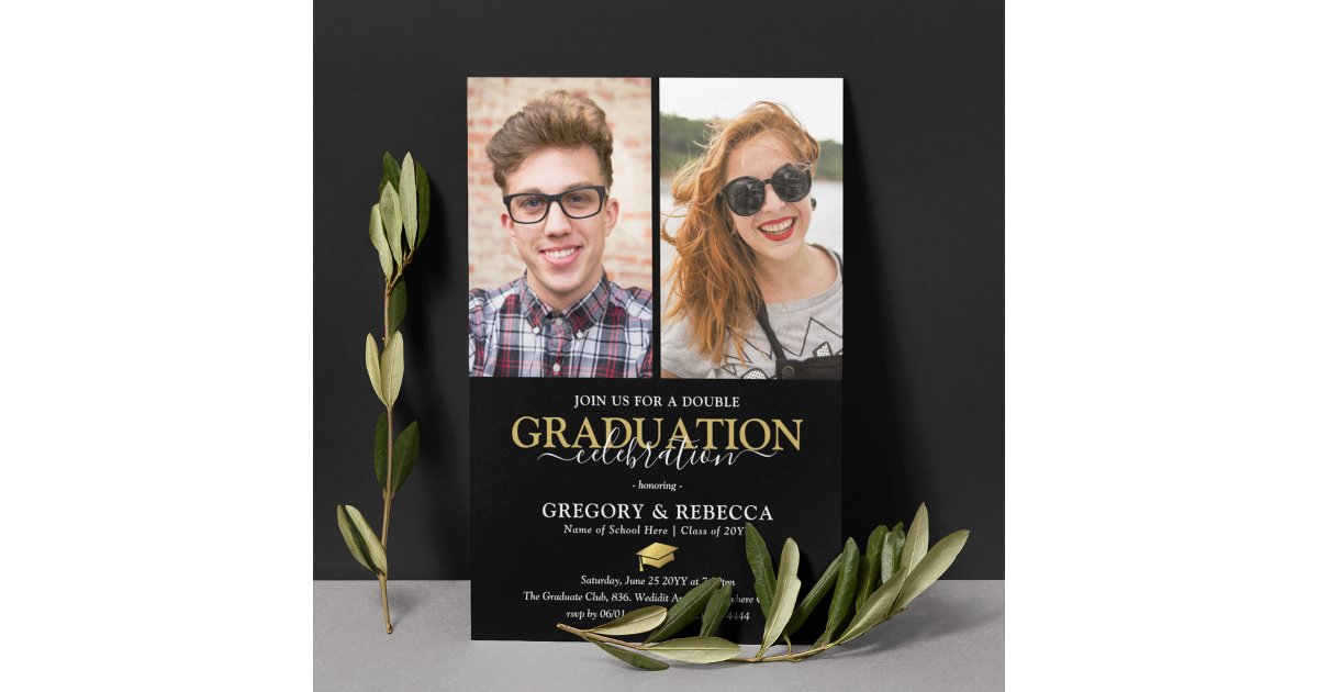 Double Celebration Graduation Party Graduate Photo Invitation | Zazzle