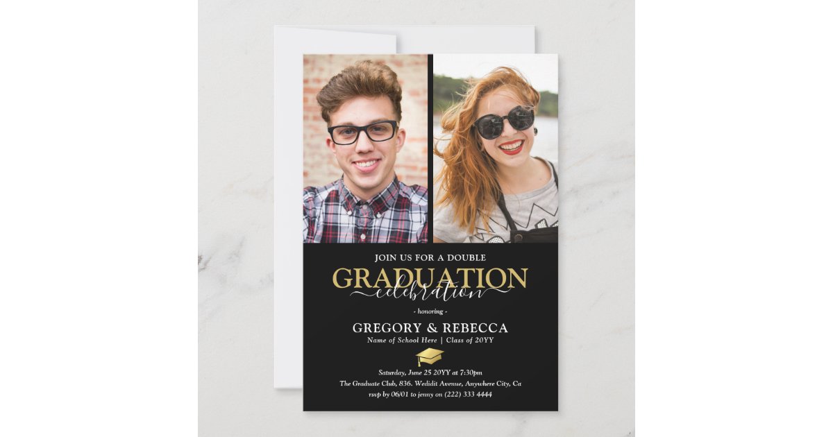 Double Celebration Graduation Party Graduate Photo Invitation | Zazzle