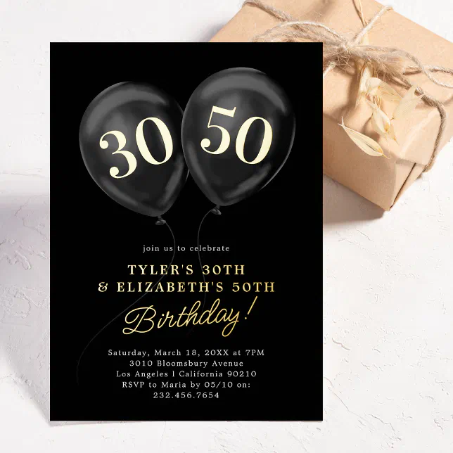 Double Celebration Joint Birthday Party Foil Invitation | Zazzle
