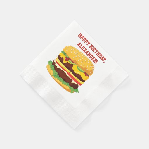 Double Cheeseburger Custom Party Paper Napkins | Zazzle