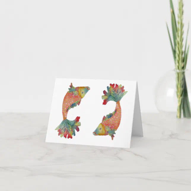 Double Coi Fish blank greeting card | Zazzle