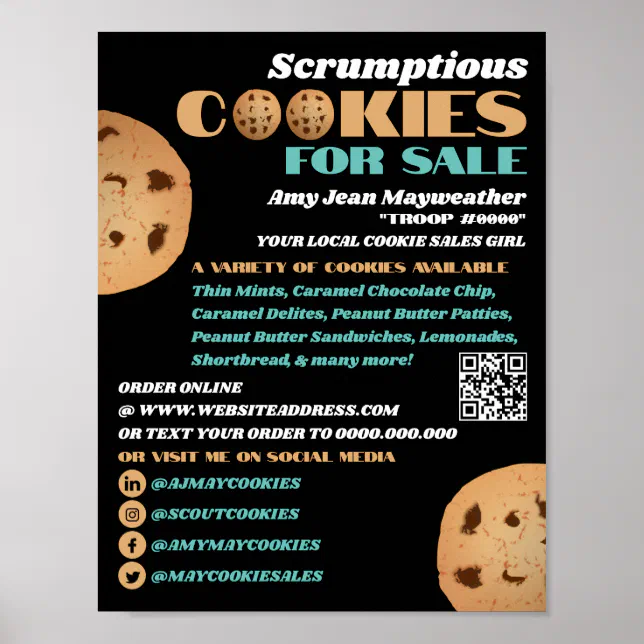 Double Cookies Logo, Cookie Sales Fundraising Poster | Zazzle
