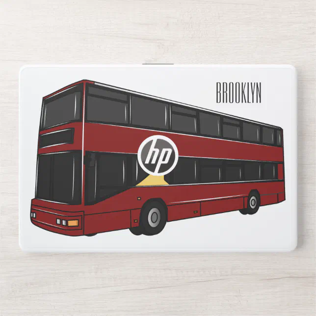 Double-decker bus cartoon illustration HP laptop skin | Zazzle