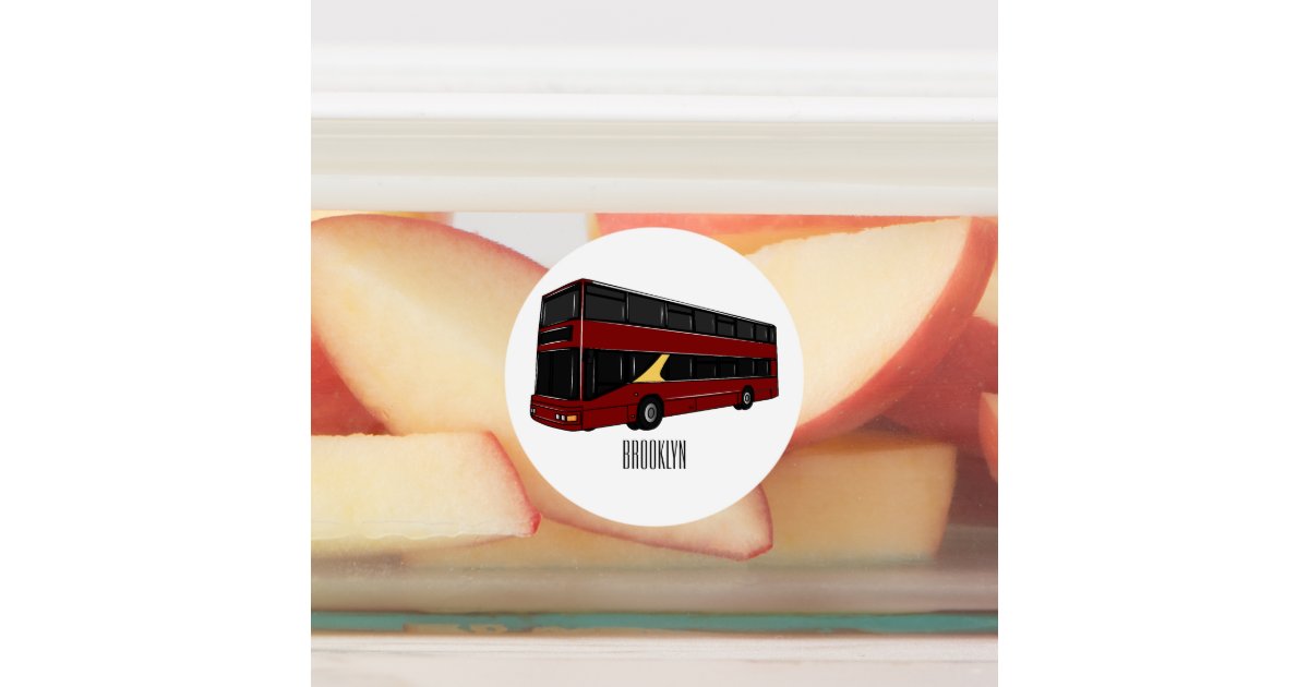 Double-decker bus cartoon illustration labels | Zazzle