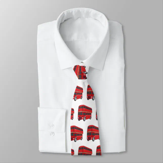Double-decker bus cartoon illustration neck tie | Zazzle